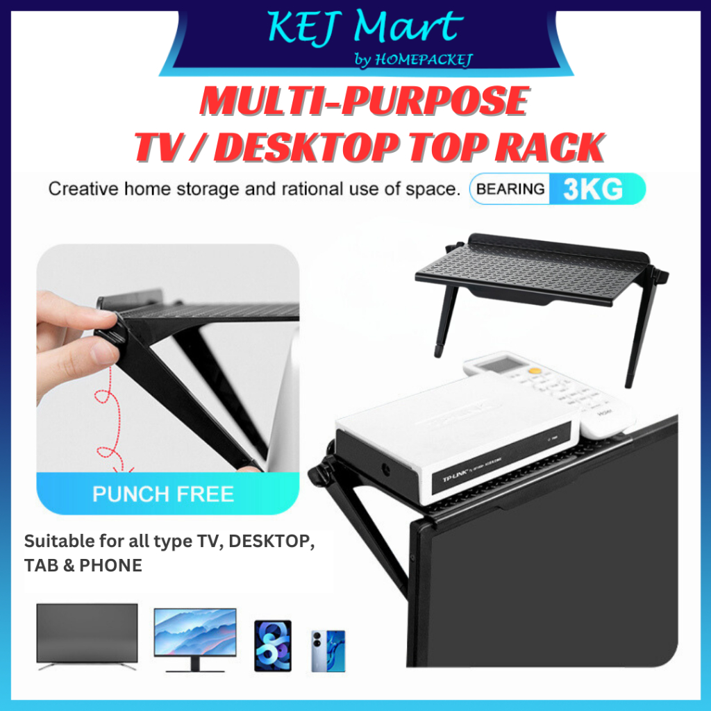 Adjustable TV Screen Top Storage Shelf Rack Holder Computer Desktop ...