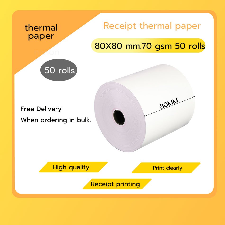 Thermal Paper Roll 80x80 (50 Rolls/Box) / Receipt Cash Register Paper ...