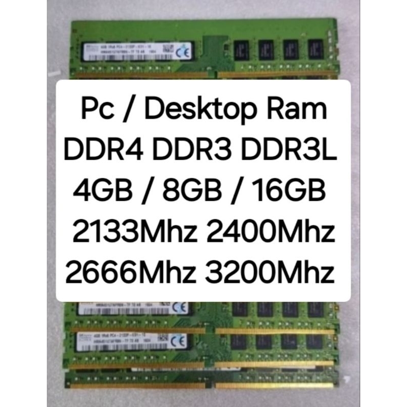 Desktop / PC Ram DDR4 DDR3 DDR3L 16GB / 8GB / 4GB 2133Mhz 2400Mhz ...