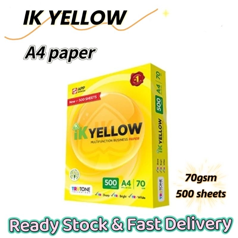 IK YELLOW A4 PAPER 70GSM 500 SHEETS/PHOTOCOPY/ COPY PAPER | Shopee Malaysia