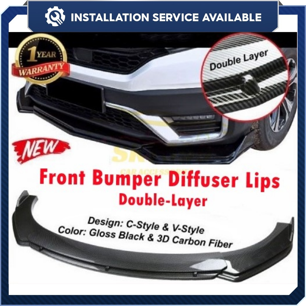 Car LIPS Double Layer Universal FRONT BUMPER DIFFUSER LIP (Fit All Car ...