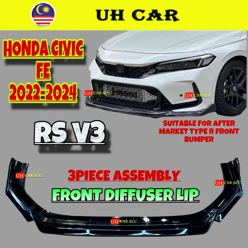 (RS V3) Honda Civic FE 2022-2024 For Type R Bumper Front Bumper ...