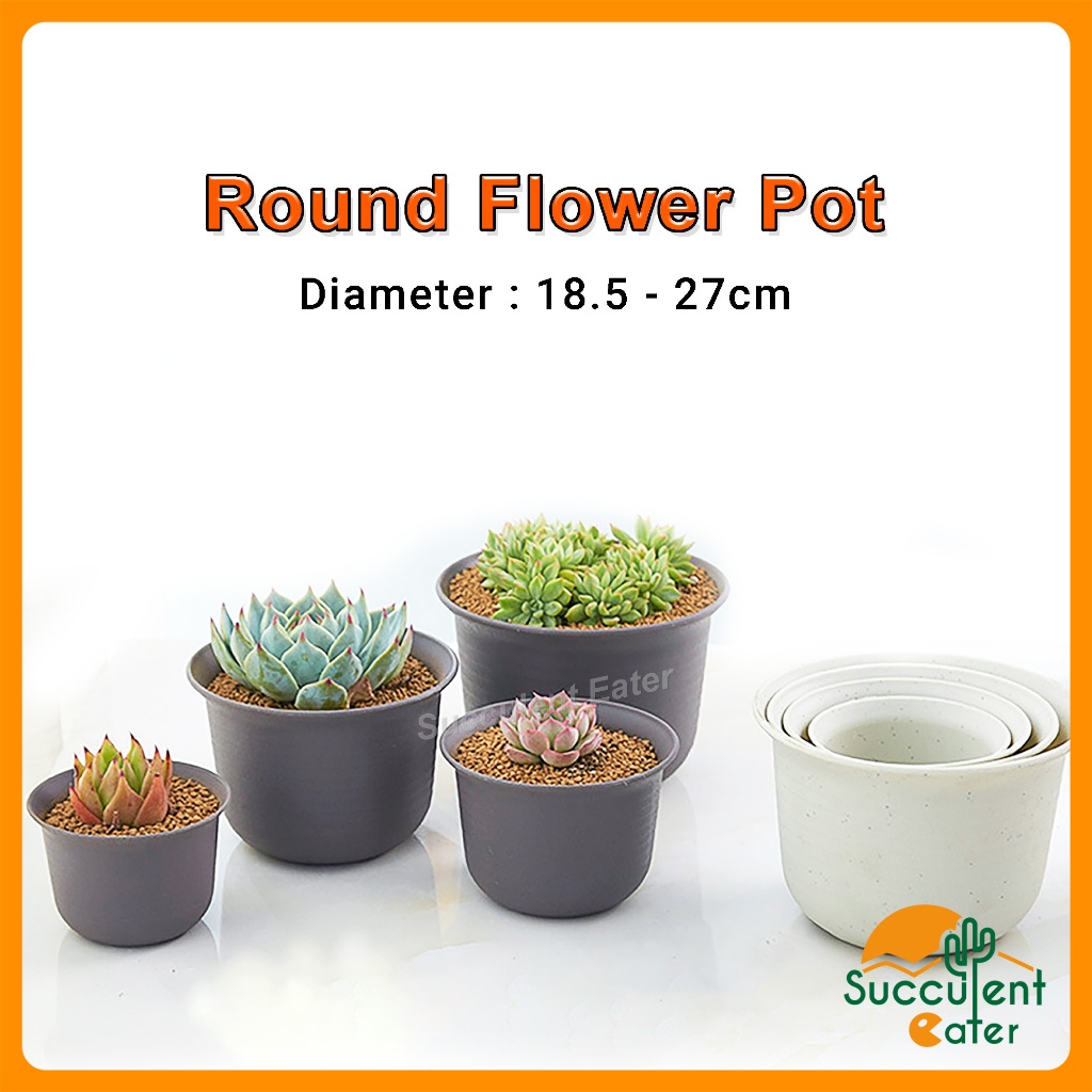 (Big) Round Plastic Pots Short Pasu Bunga 矮体圆塑料花盆 | Shopee Malaysia