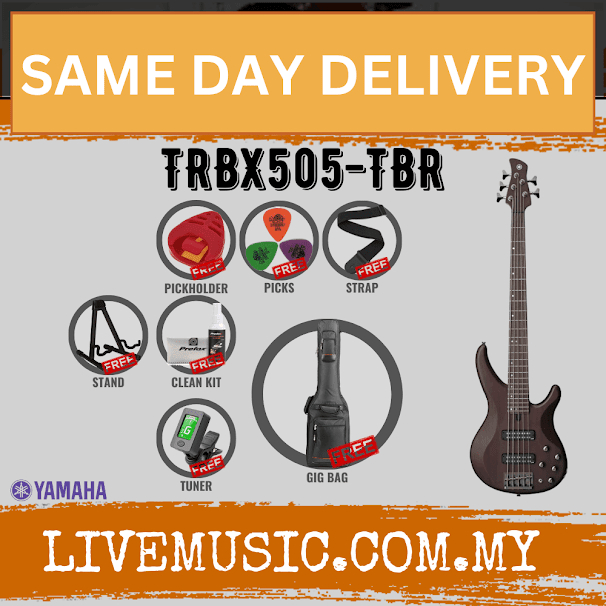 Yamaha TRBX505 5-string Electric Bass Guitar Package- ( TRBX 505 / TRBX ...