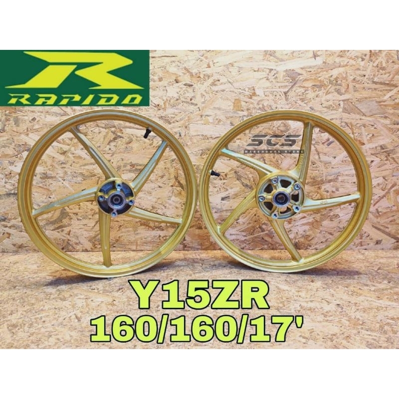 Sport Rim RAPIDO 501 160/160/17' Yamaha Y15ZR Y15 Ysuku SPORT RIM Black Gold Free Tubeless Head ...
