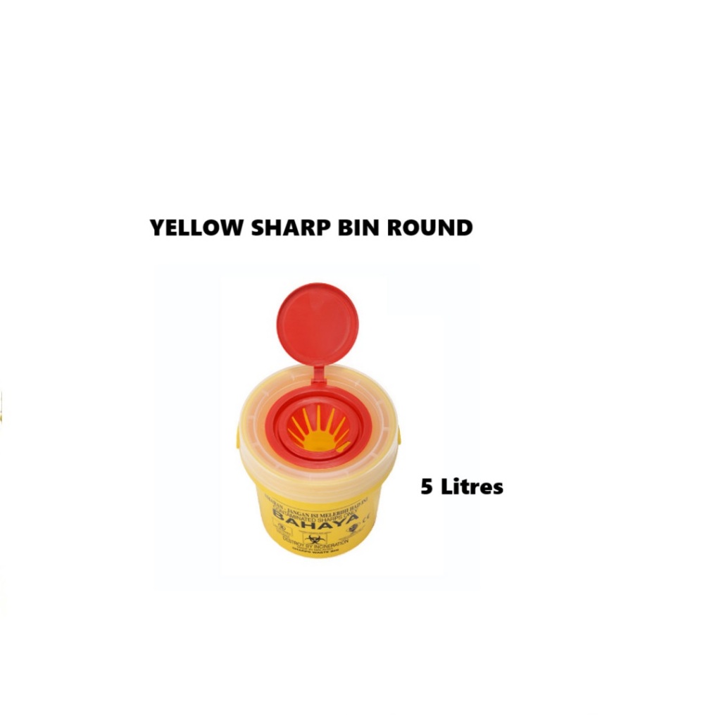 SHARP BIN 5 L, Biohazard Medical Waste Bin / Sharp Bin Needle Container / Clinical Dust bin Tong ...