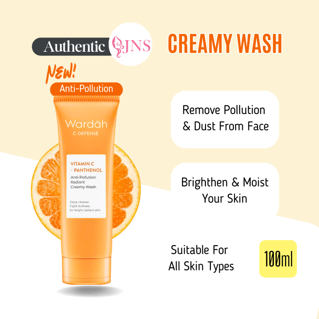 Wardah C-defense Vitamin C+Panthenol Anti-Polution Radiant Creamy Wash ...