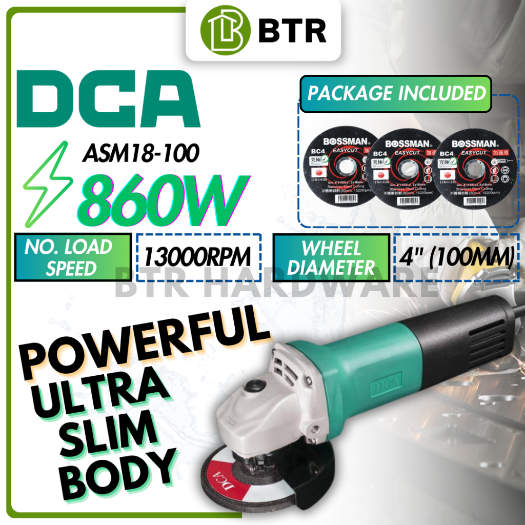 DCA 860W Angle Grinder ASM18-100 (4") | Shopee Malaysia