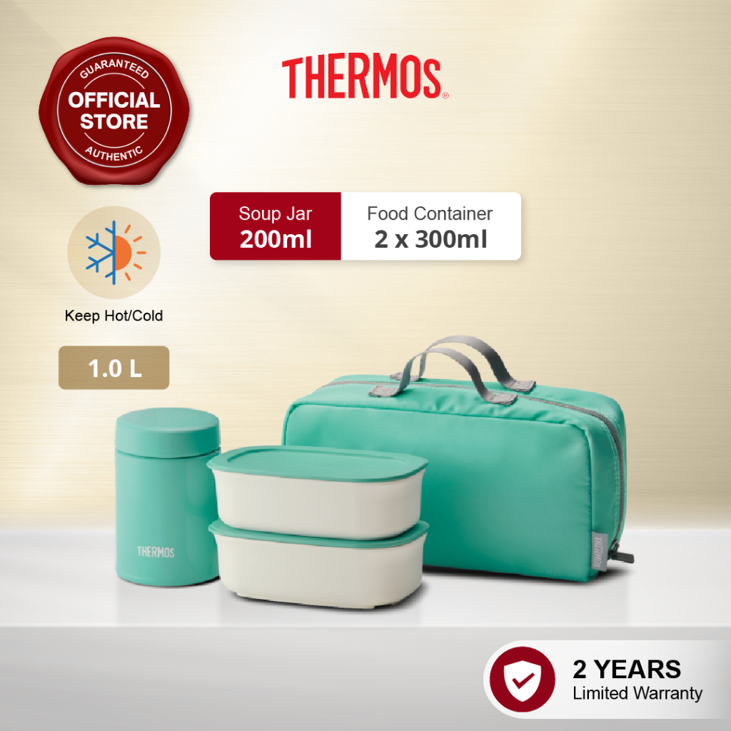 THERMOS (200ml) Soup Jar + (2Pcs x 300ml) Food Container Set [JEA-800(MNT)] | Shopee Malaysia