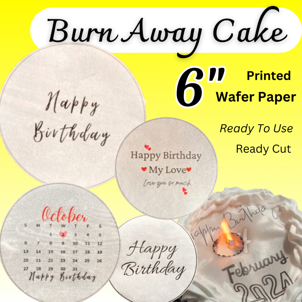 Edible Wafer paper for Burn cake, 6inch,Food ink printed wafer, flame ...
