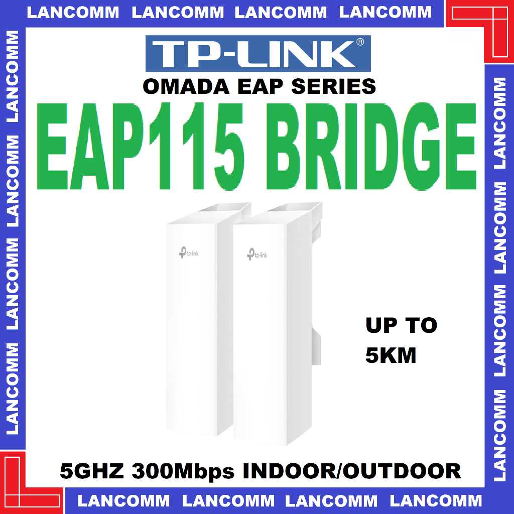 TP-LINK EAP115-Bridge Kit Omada Wireless Bridge 5 GHz 300 Mbps Long-Range Indoor/Outdoor Access ...