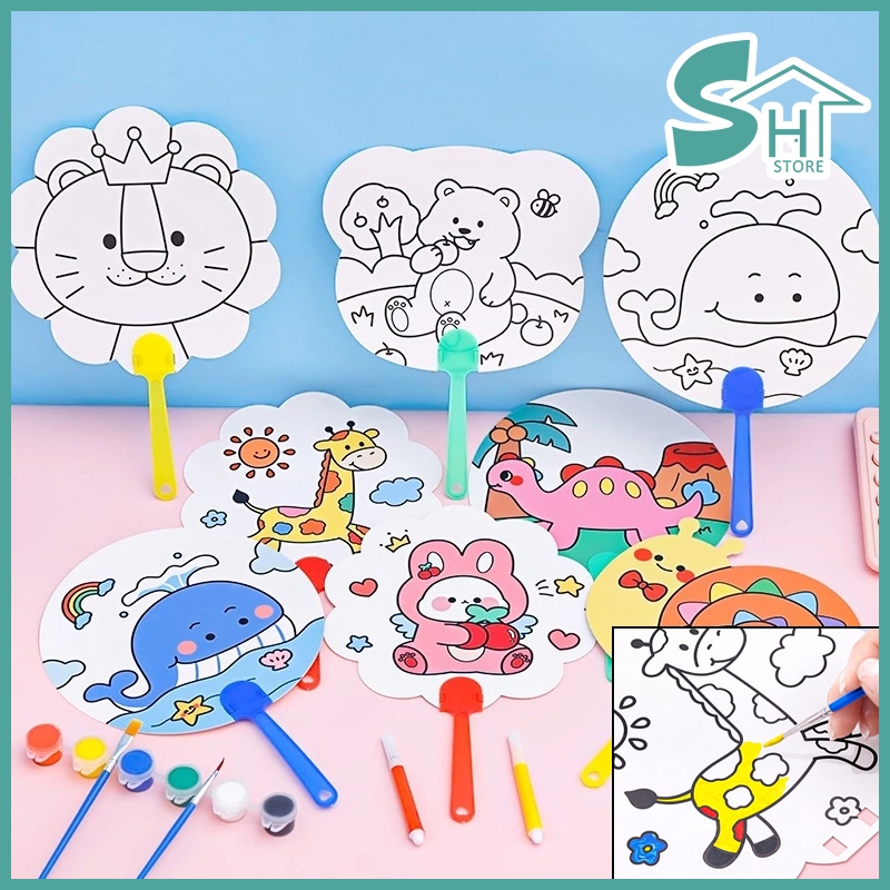 DIY Fan Art Kids Craft For Kids Learning Painting Hand Fan Coloring ...