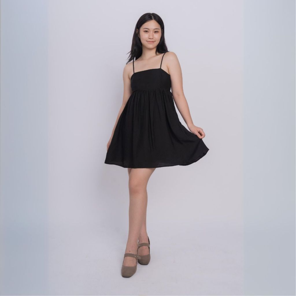 YFS Women's Dress Black Off White Colour Sleeveless Babydoll Mini Dress ...