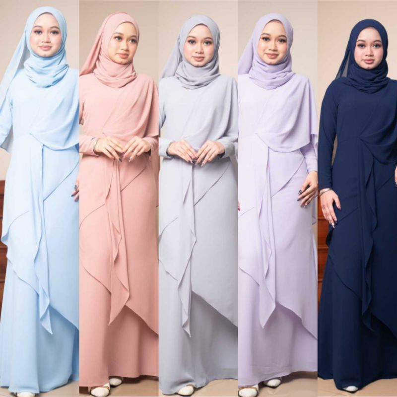 (BACA T&C)KURUNG DRESS HANNAH BABY BLUE NUDE PEACH NAVY BLUE ASH GREY ...