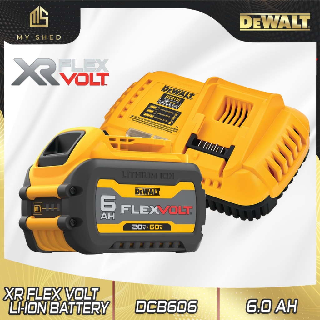 DEWALT DCB606 18V 54V/60v 6.0 Ah Flexvolt Battery Pack & DCB118 ...