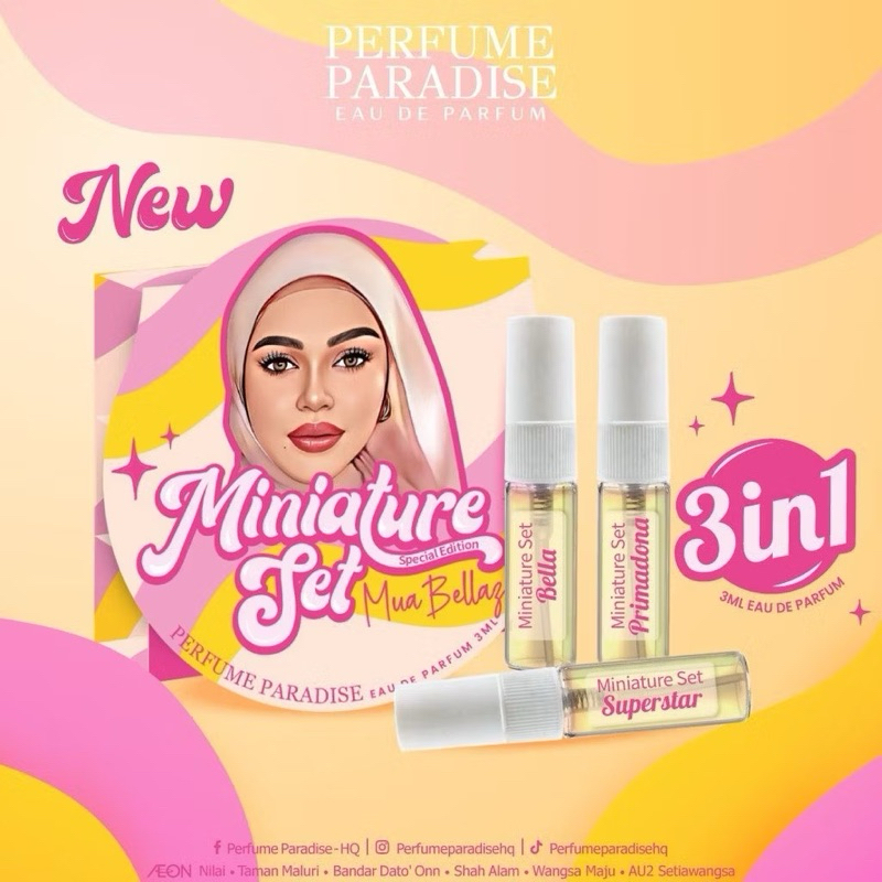 PERFUME PARADISE MINIATURE SET 3IN1 MUA BELLAZ PARADISE ORIGINAL HQ🔥🔥🔥 ...