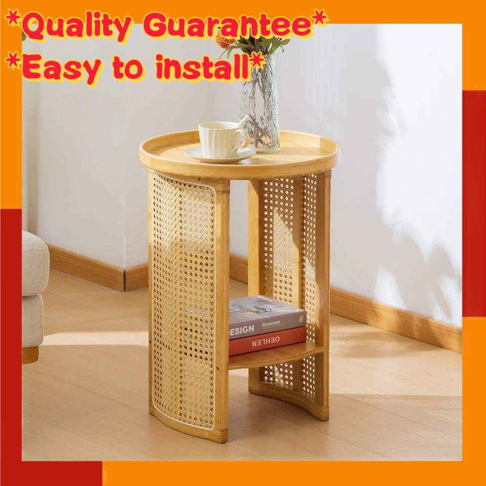 Rattan sofa side table round small tea table living room coffee table ...