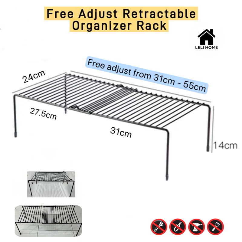 Extra Thick Steel Flexi Adjust Retractable Rack Organizer Storage Flexi ...