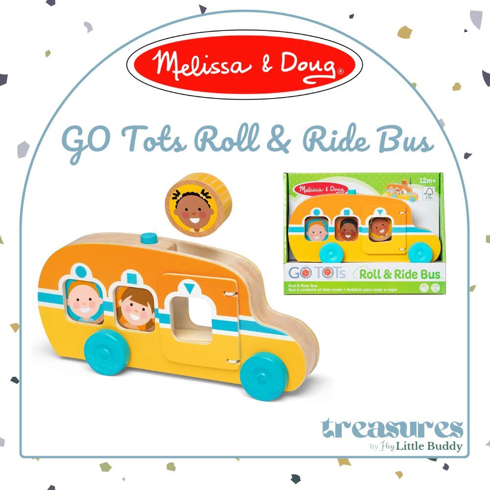 Melissa & Doug GO Tots Wooden Roll & Ride Bus 3 Disks Infants Toddlers ...