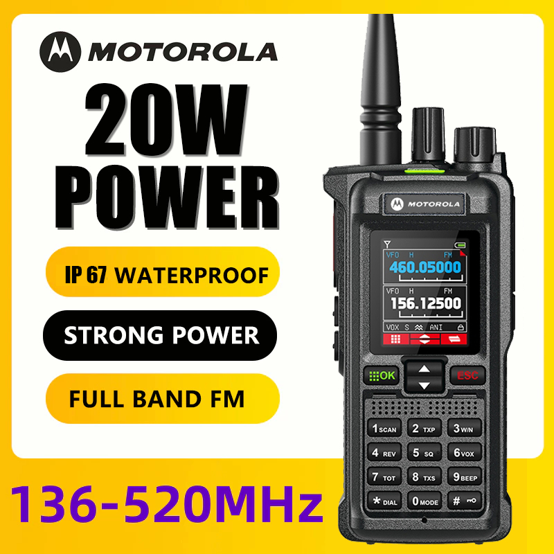 Motorola Walkie Talkie GT-12 Professional High Power 20W 6800mAh Dual ...
