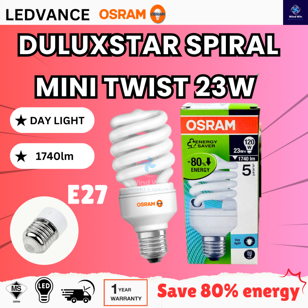 OSRAM DULUXSTAR SPIRAL MINI TWIST 23W BULB E27 DAYLIGHT 6500K [SIRIM ...