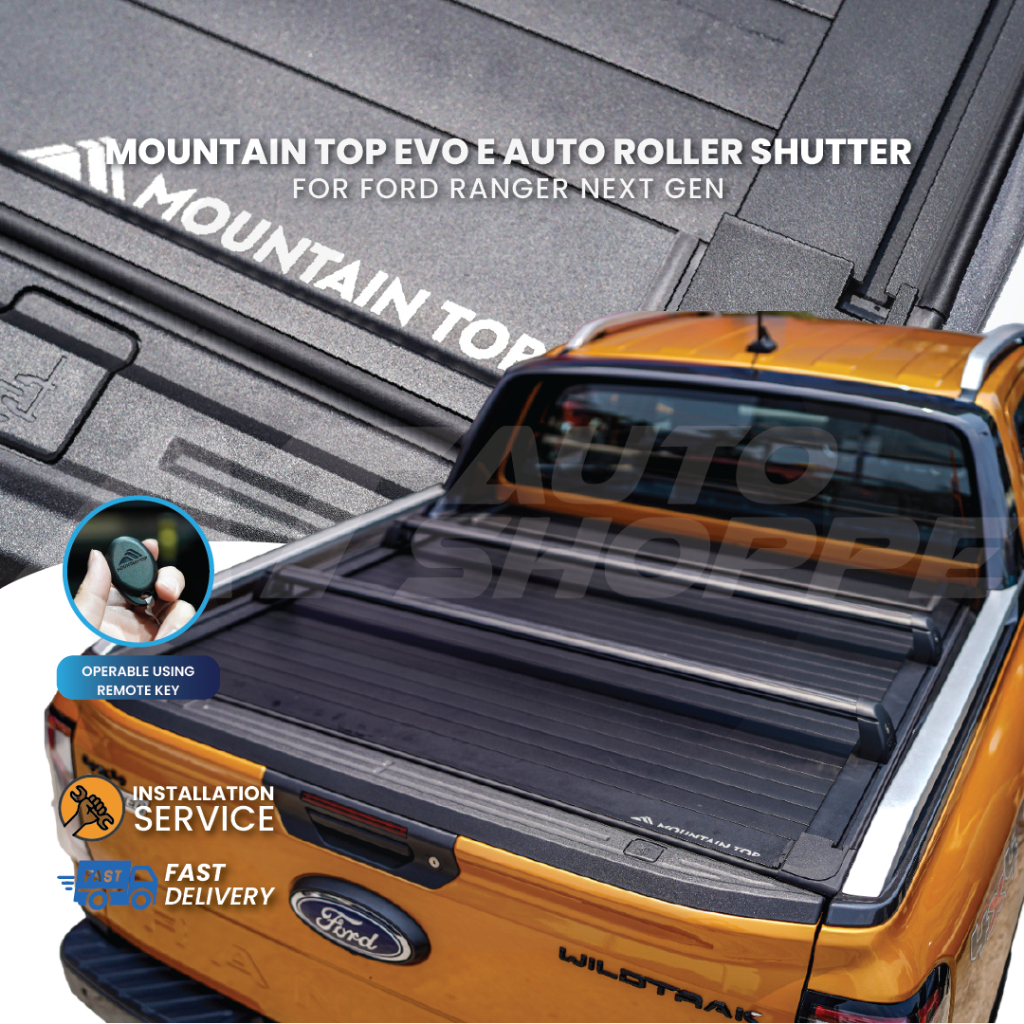 MOUNTAIN TOP EVOE AUTO ROLLER SHUTTER TONNEU COVER FOR FORD RANGER NEXT GEN 2023 T9 WILDTRAK BED ...
