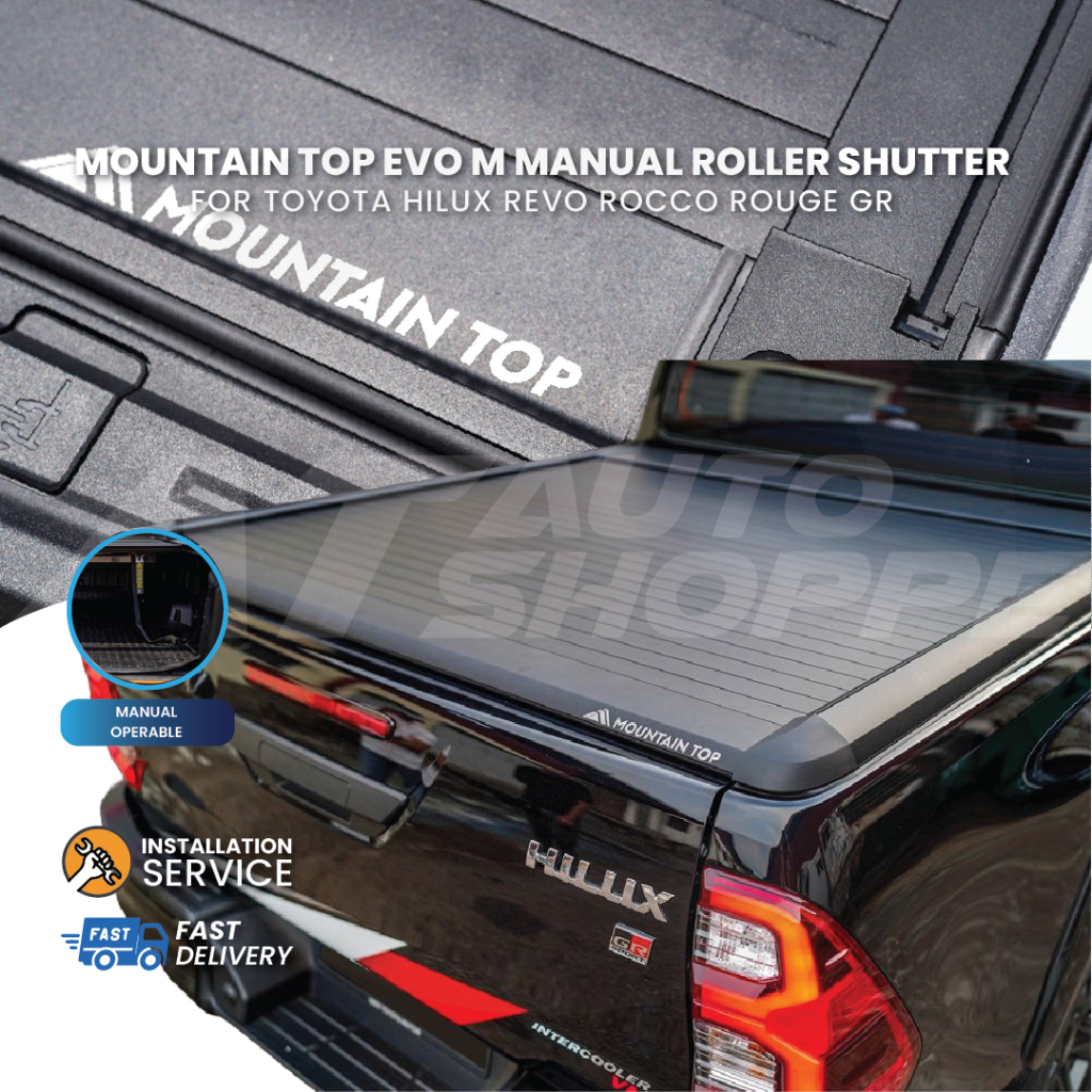MOUNTAIN TOP EVOM MANUAL ROLLER SHUTTER TONNEU COVER FOR TOYOTA HILUX ...
