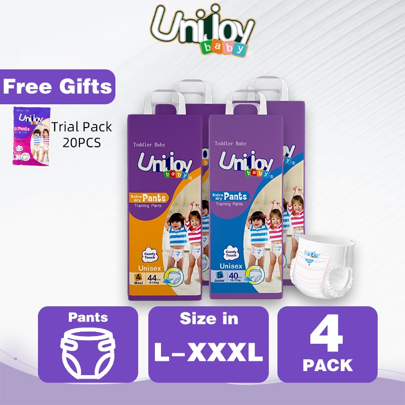 【4 Pack】UNIJOY Baby Diapers Standard Pants Newborn Murah Diapers(L 44 ...