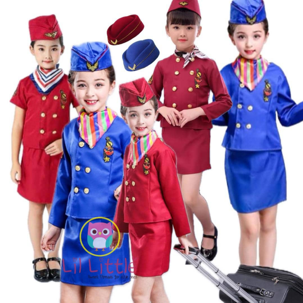Lil Little Kids Pilot Flight Attendant Cosplay Uniforms Children ...