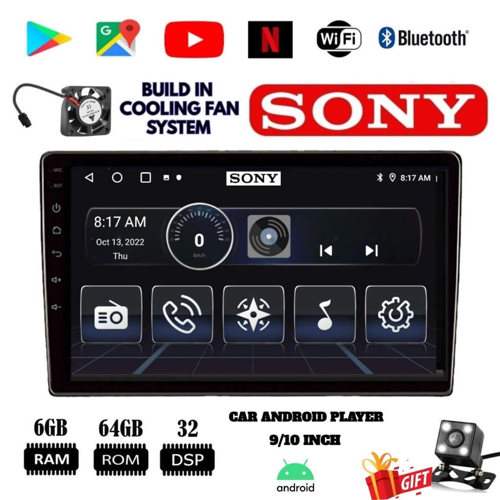 [6GB RAM+64GB ROM] QLED SONY Android Player 9"10 inch Quad Core Car ...