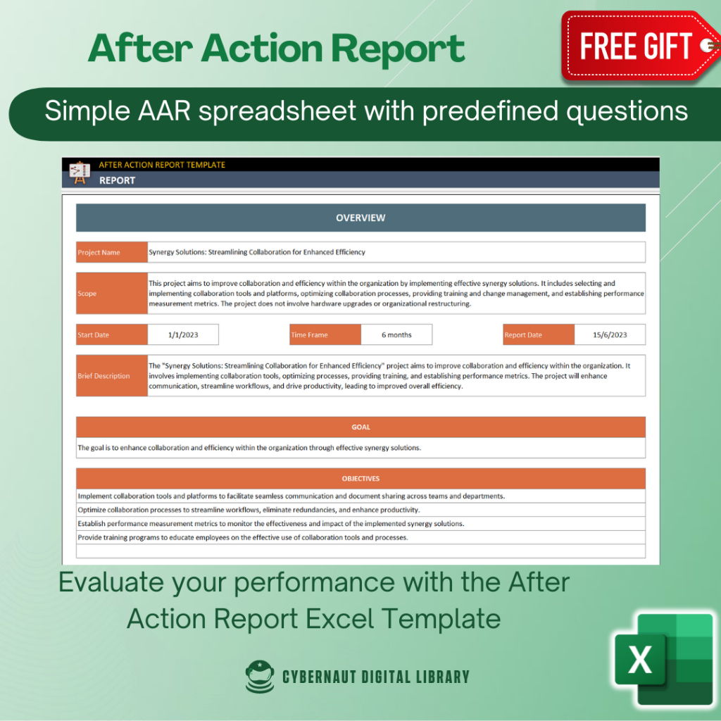 Excel Template - After Action Report AAR Template (Free 12-in-1 Bundle ...