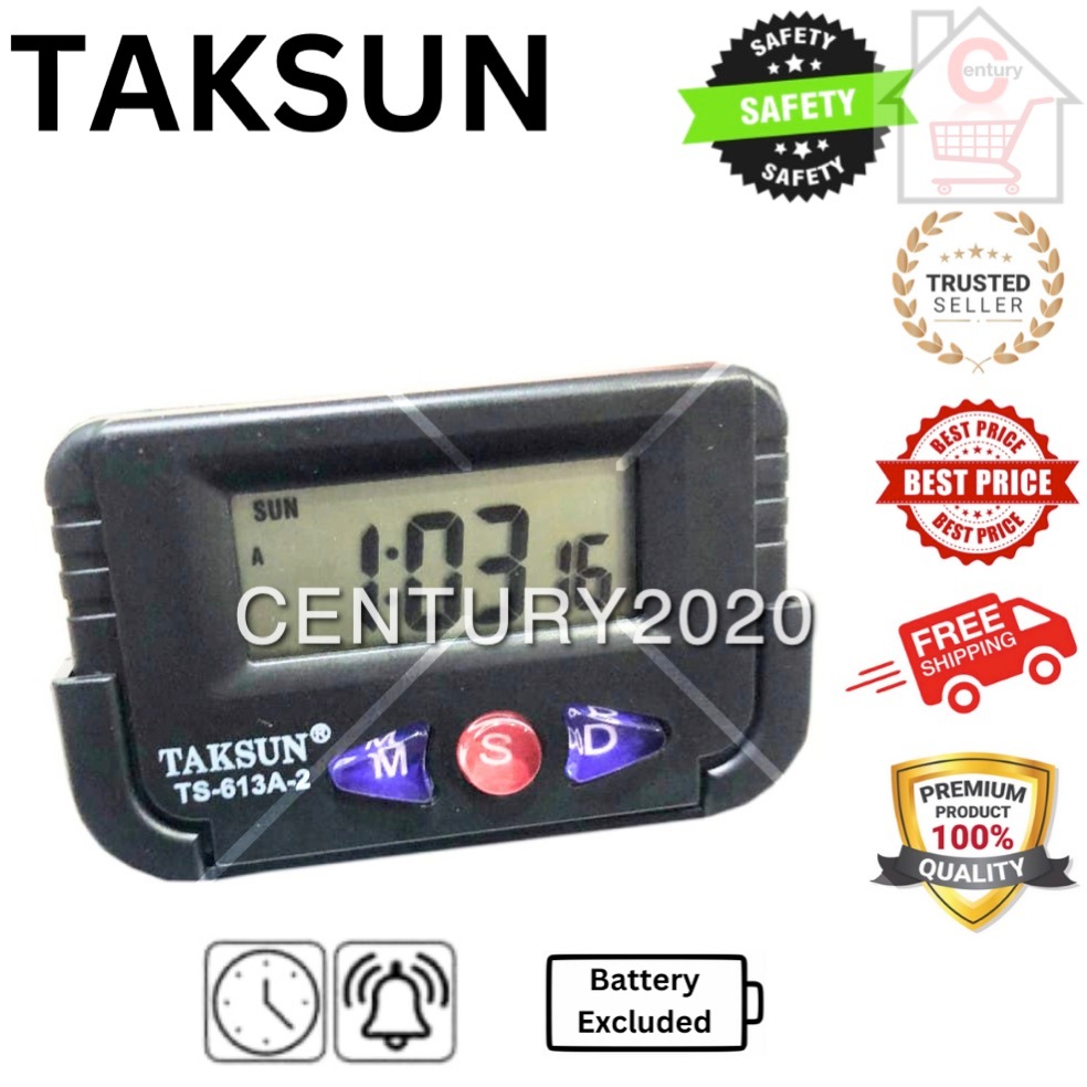 Taksun Car Dashboard Alarm Clock And Stopwatch With Flexible Stand 