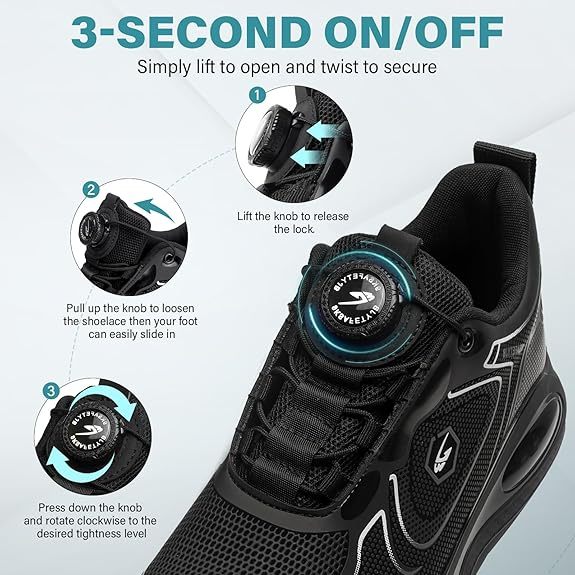 SAFETY SHOES MEN WOMEN Rotating Button Anti Impact Anti Puncture ...