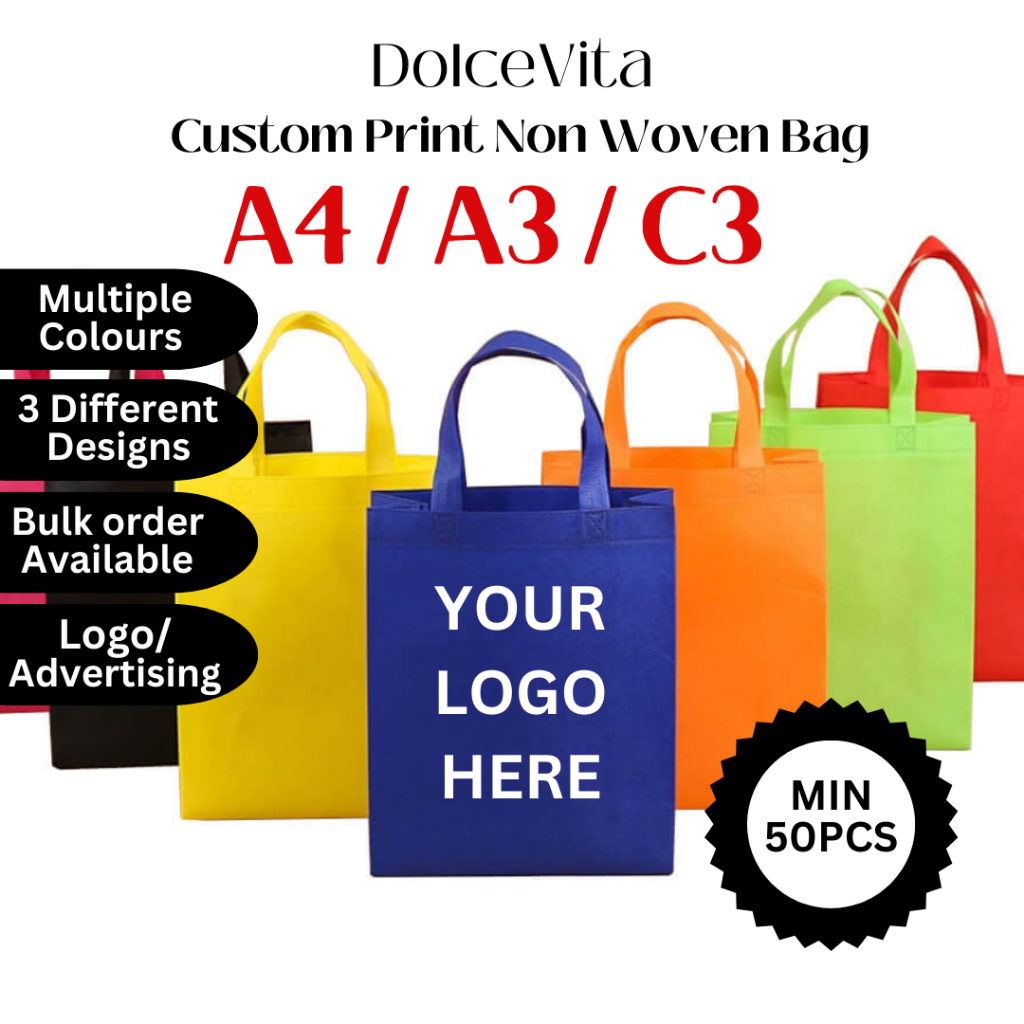[MOQ 50pcs] Custom Print Logo Non-Woven Recycle Bag Advertising | Beg ...