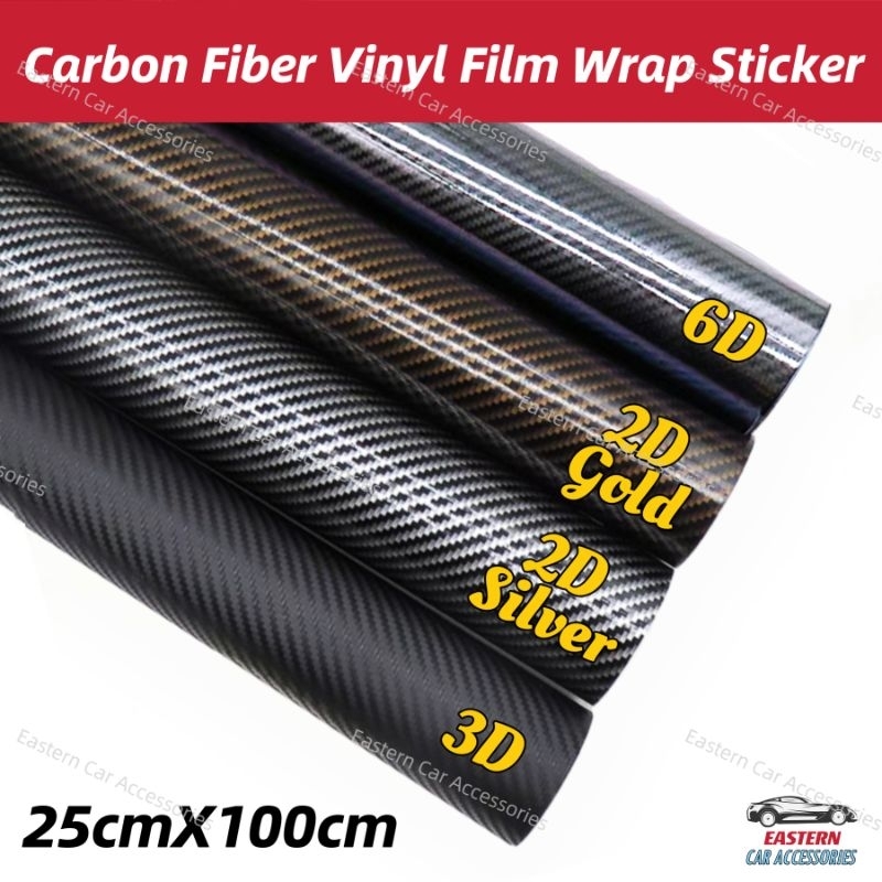 25x100cm Car 2D 3D 6D Carbon Fiber Vinyl Film Wrap Sticker DIY Interior ...