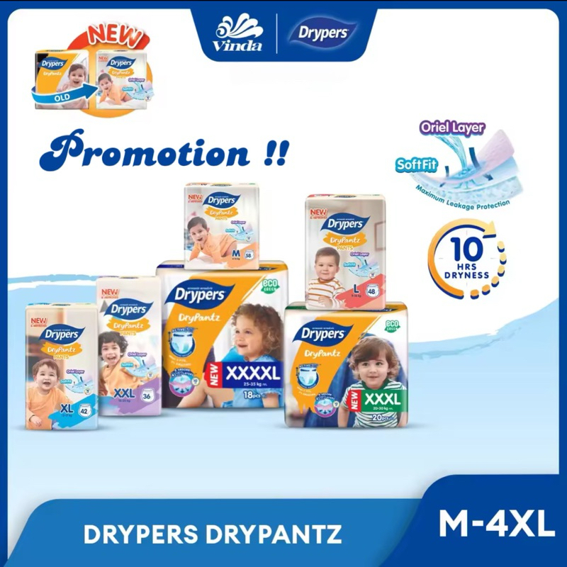 Drypers Drypantz Baby Diapers M58/L48/XL42/XXL36 | Shopee Malaysia