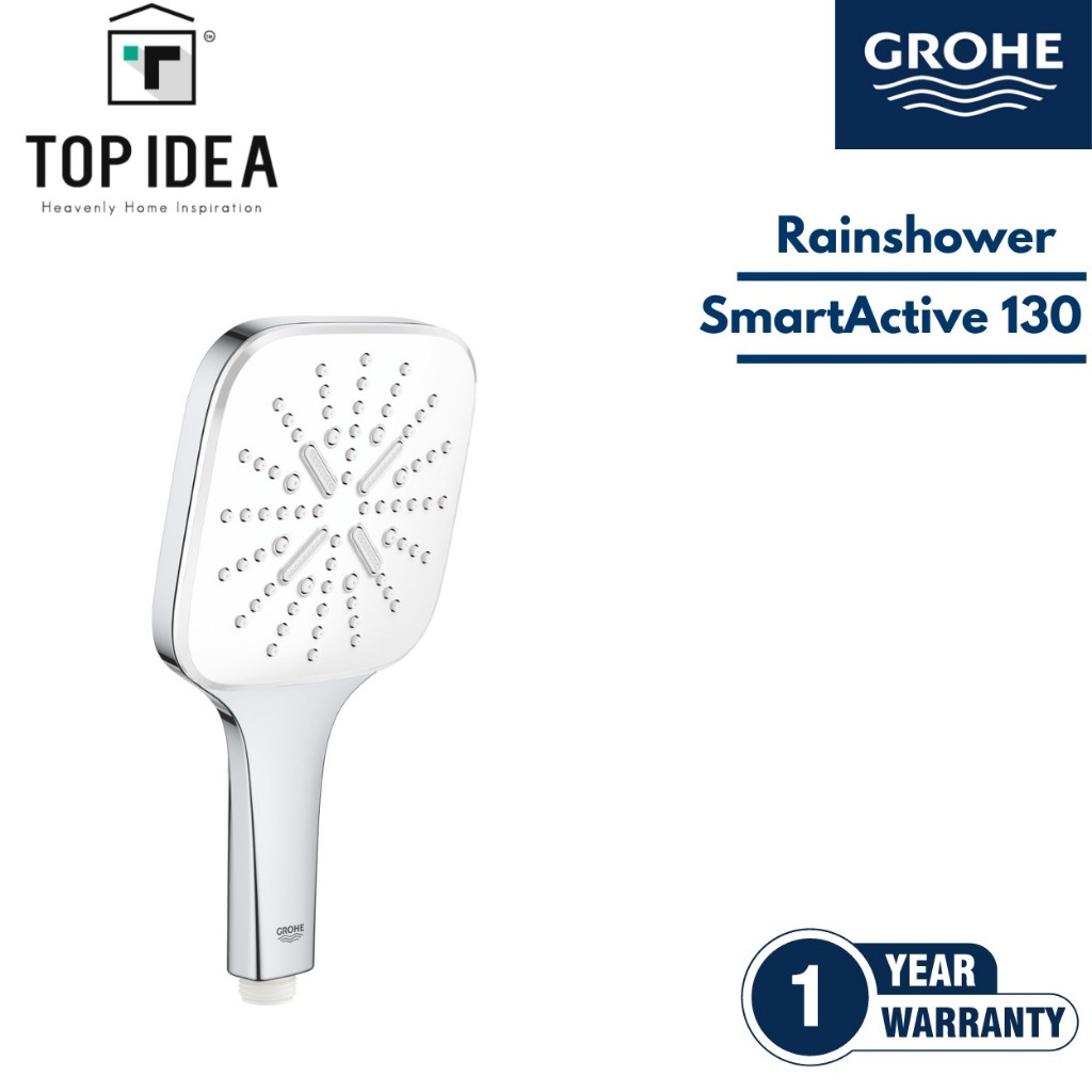 GROHE Rainshower SmartActive 130 Cube Hand shower | Moon White ...