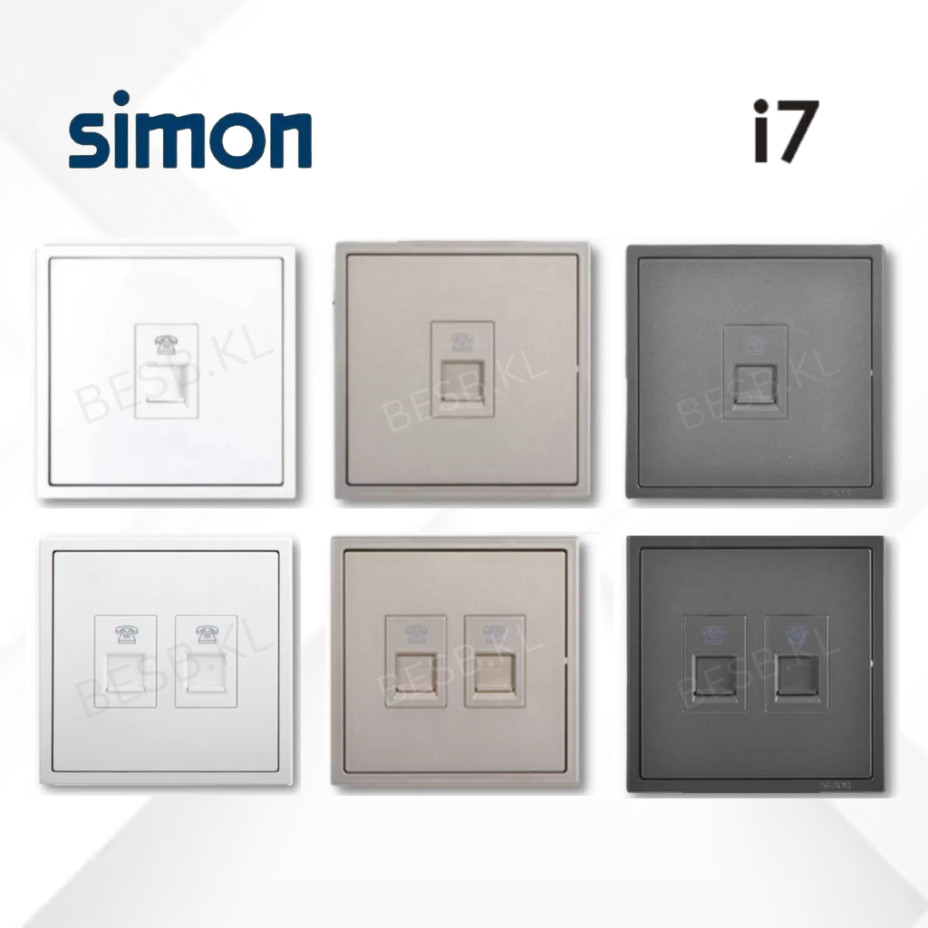 Simon I7 Switch 705214 705224 1 Gang 2 Gang Telephone Outlet RJ11 Matt ...