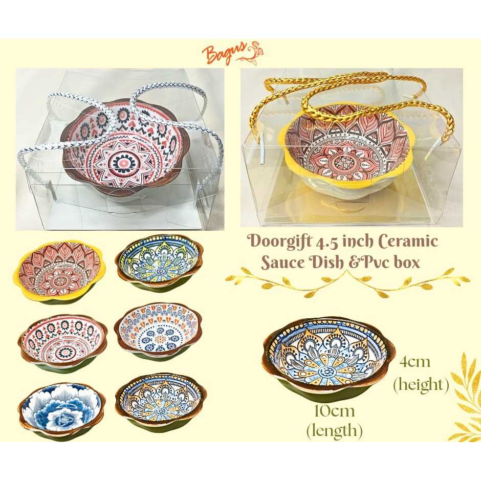 [READY STOCK] VVIP DOORGIFT CERAMIC 4.5INCH SAUCE DISH WITH TRANSPARENT ...