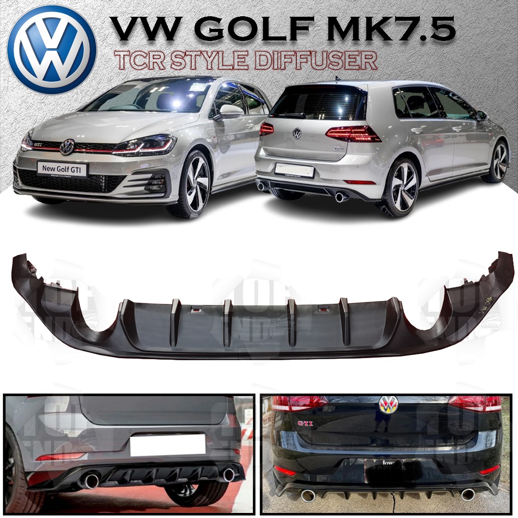 VOLKSWAGEN GOLF MK7.5 R R LINE GTI TSI TCR REAR DIFFUSER BUMPER SKIRT ...