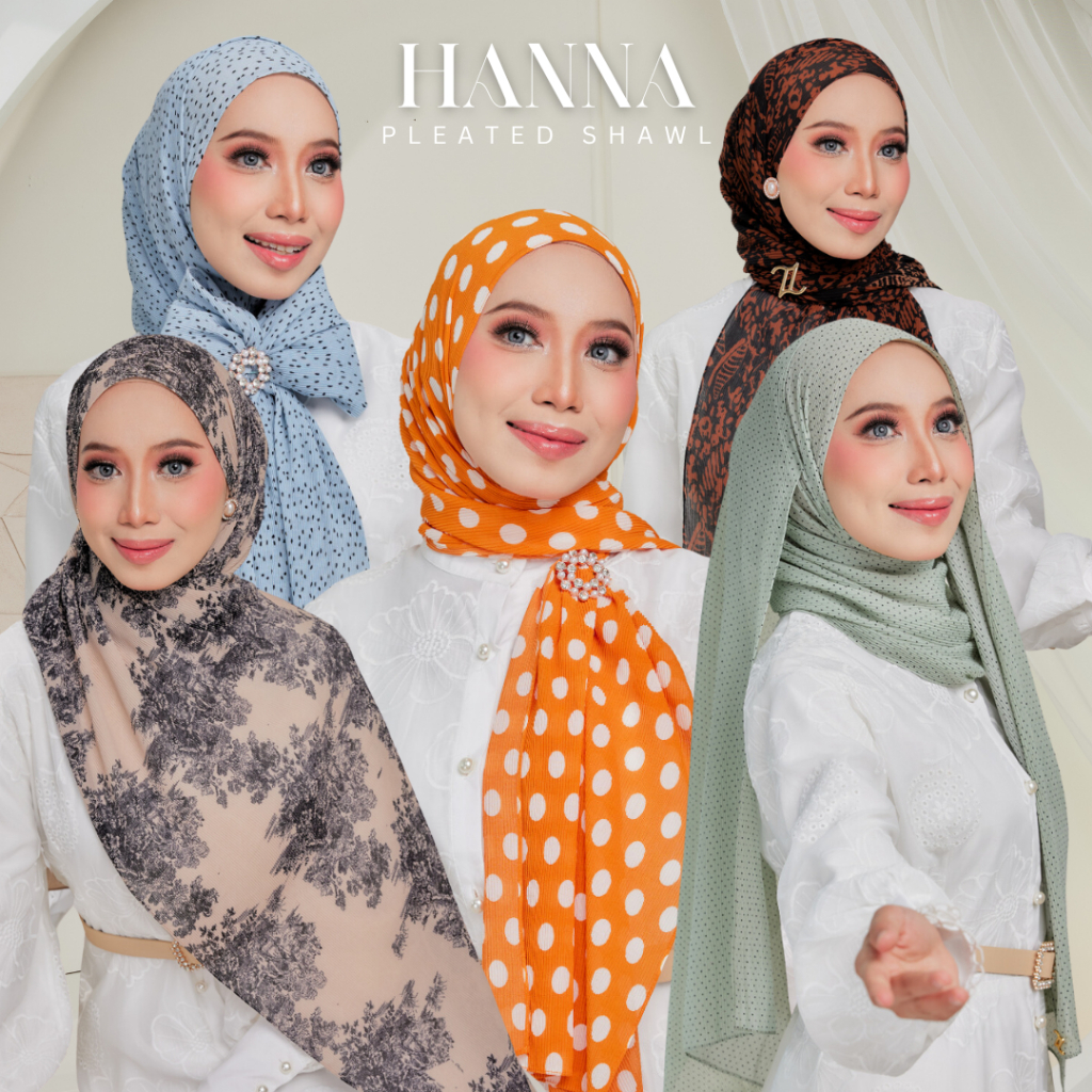 Hanna Pleated Printed Shawl Zeez Scarves Pleated Bercorak Pleated Tak ...