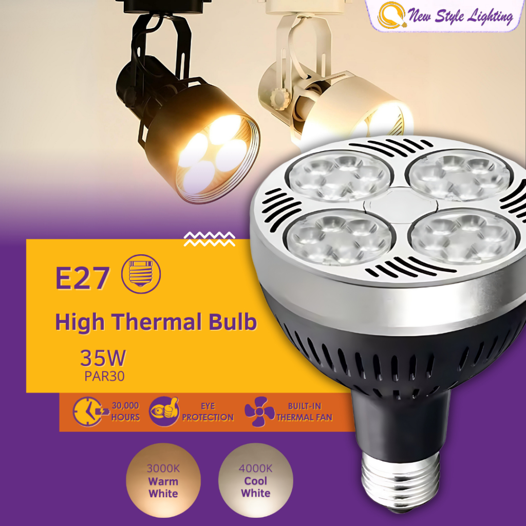 Osram 35W PAR30 E27 COB LED Bulb Aluminium Thermal Fan Track Light ...