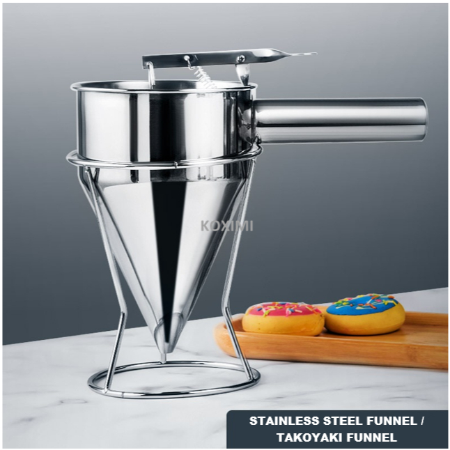 Stainless Steel Funnel with Stand / Takoyaki Funnel / Oil Funnel ...