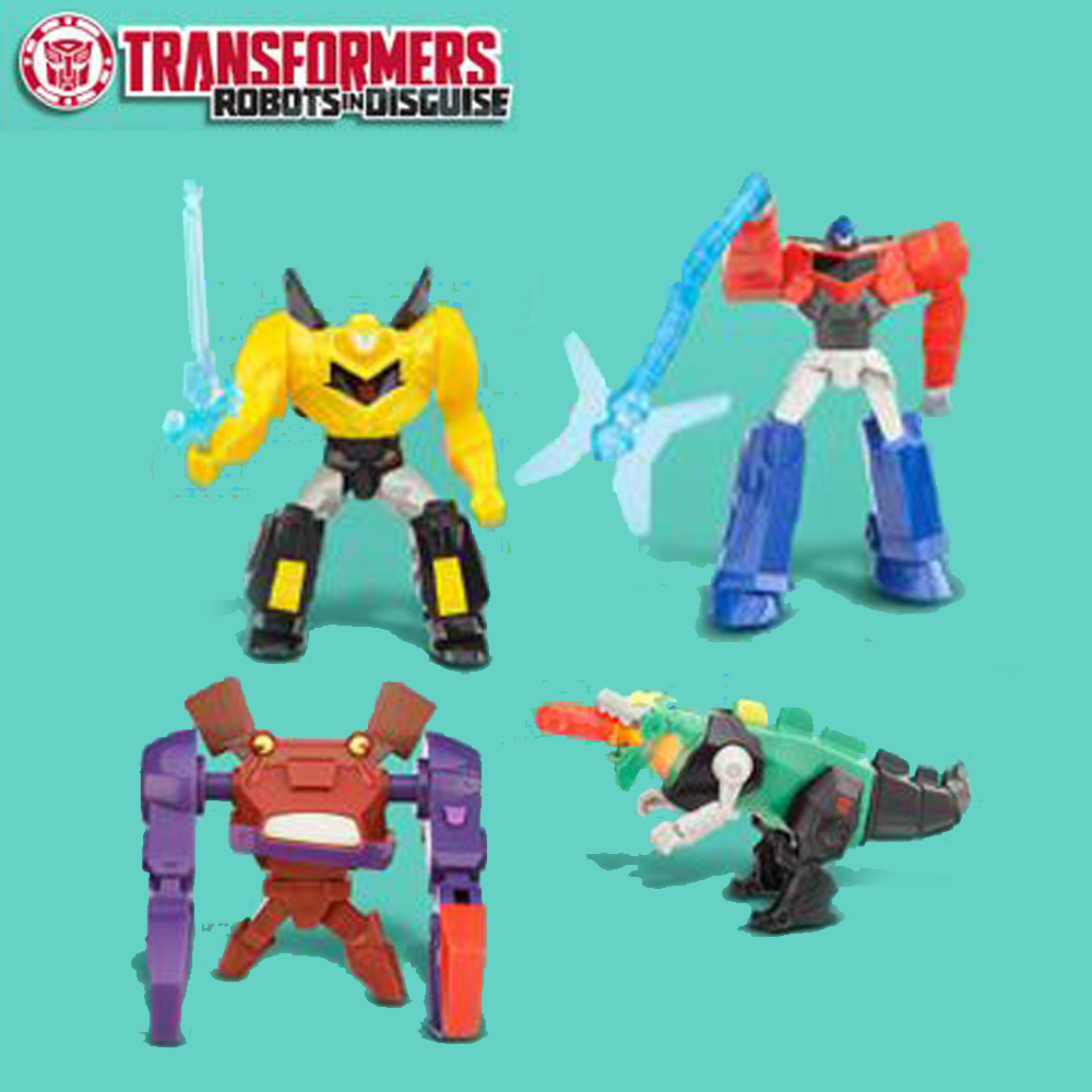 McDonald's Happy Meal Toy 2015 Transformers Robots in Disguise Set of 4 Optimus Prime Bumblebee ...