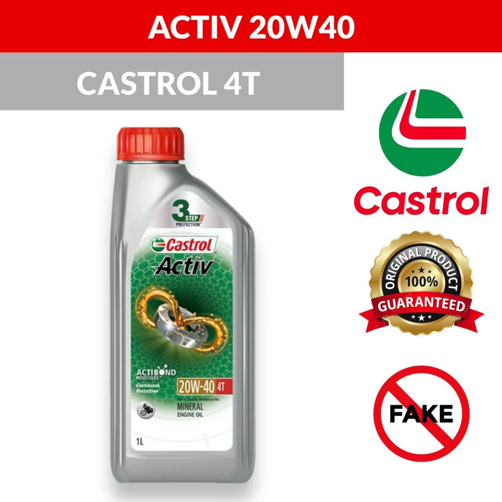 ORIGINAL CASTROL 4T ACTIV 4T 20W40 ENGINE OIL MOTORCYCLE MINYAK HITAM ...