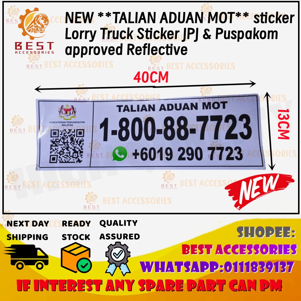NEW **TALIAN ADUAN MOT** sticker Lorry Truck Sticker JPJ & Puspakom ...