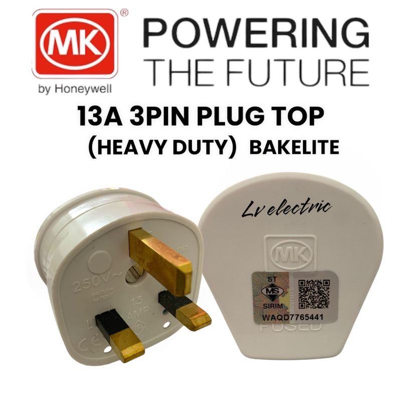 MK 646 WHI 13A Heavy Duty 3 PIN Bakelite PLUG TOP 250V with SIRIM ...