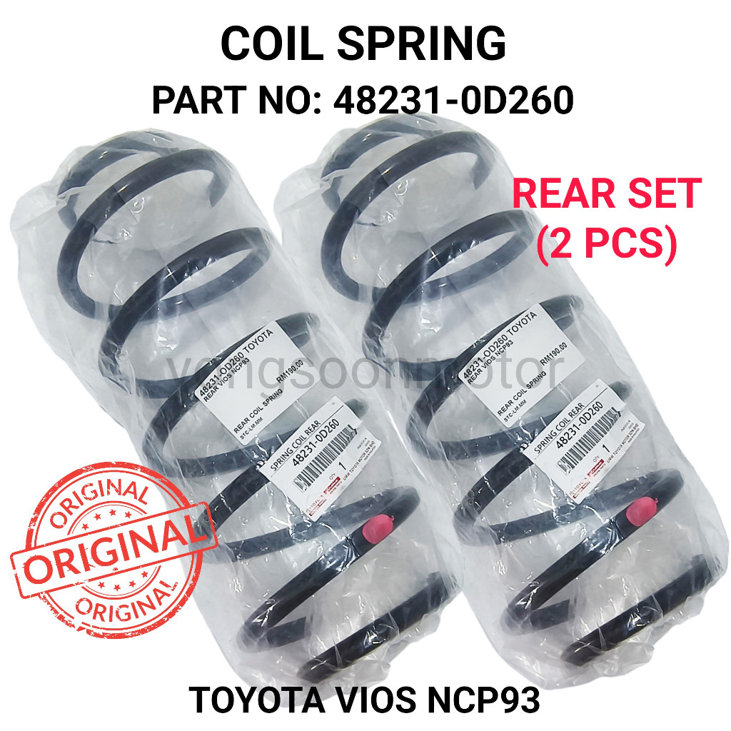 ORIGINAL TOYOTA REAR COIL SPRING 48231-0D260 TOYOTA VIOS NCP93 | Shopee ...