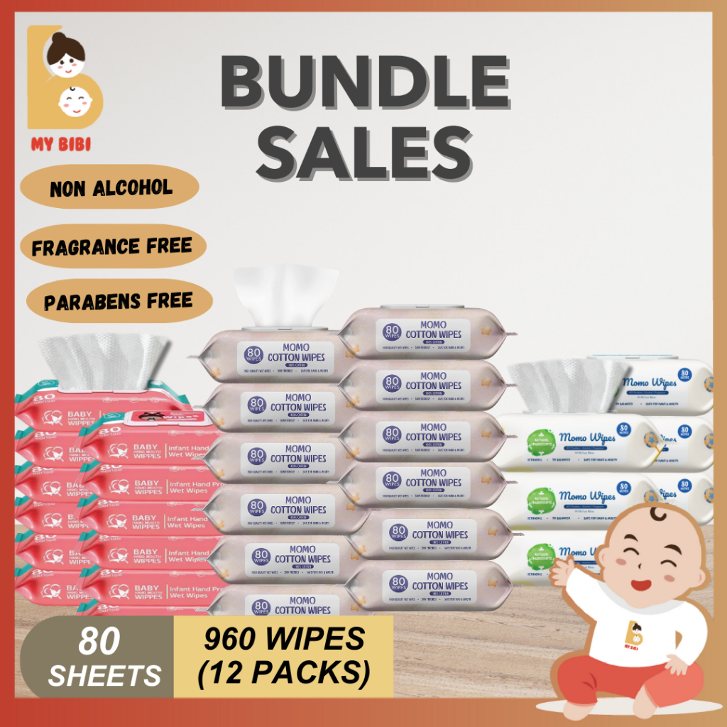 (80'sx12 Packs) Baby wipes tissue basah wet tissue baby non alcohol ...