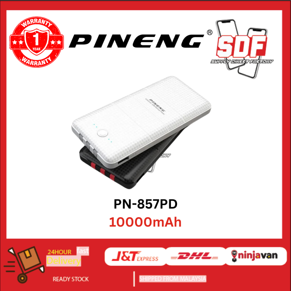 Original Pineng PN857 10000 mah Power Bank with Cable Micro USB Type C ...
